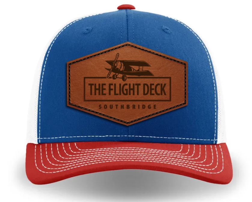 Leather Patch Trucker Hat | The Flight Deck at Southbridge Municipal ...